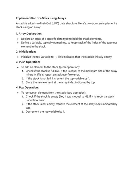 Stack Implementation Using Arrays Pdf