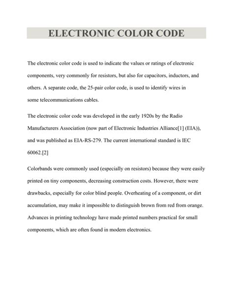 Electronic Color Code