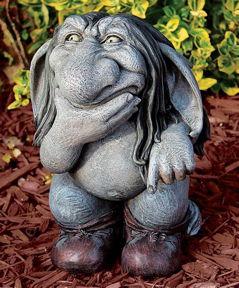 Pondering Sylvester The Cynical Gnome Troll Statue Garden Gnomes