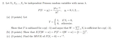 Solved Let Y1y2yn Be Independent Poisson Random
