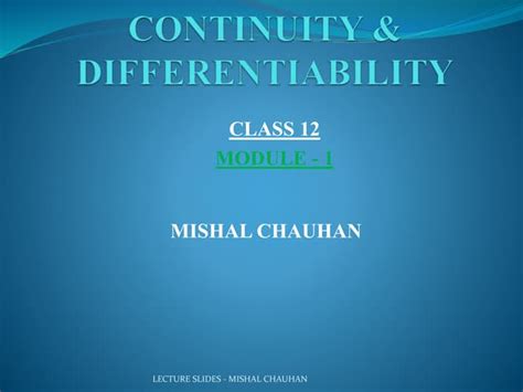 Continuity And Differentiability Class Xii Module 1 Pdf Physics Science