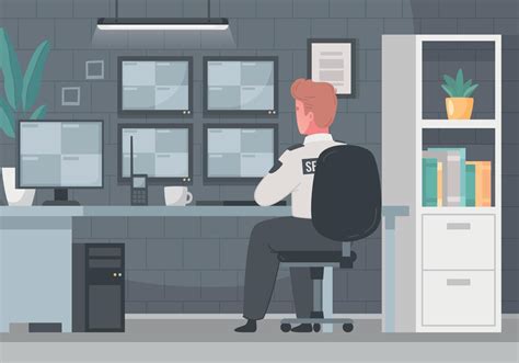 Security Guard Cctv Composition 4903321 Vector Art At Vecteezy