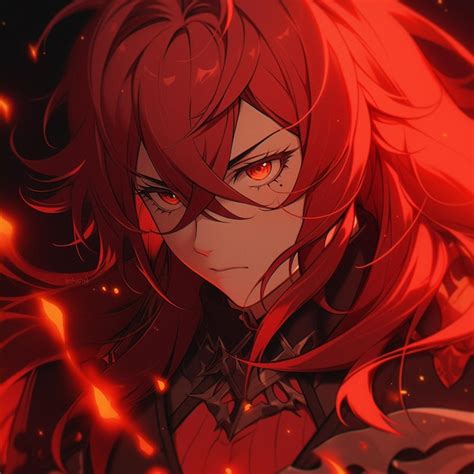Premium Ai Image Anime Girl With Red Hair And Red Eyes In A Dark Room