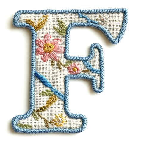 Alphabet F Embroidery Pattern White Background Premium Ai Generated Image