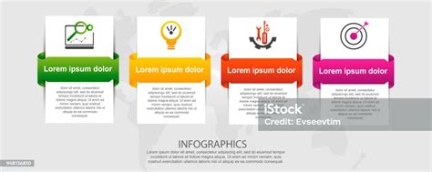 현대 벡터 일러스트 레이 션 3d 레이블 4 요소와 Infographic 사각형에 대 한 템플릿입니다 아이콘 및 텍스트를 포함합니다 4 단계 다이어그램 웹 디자인 프레 젠