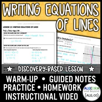 Writing Linear Equations Lesson Warm Up Guided Notes Homework