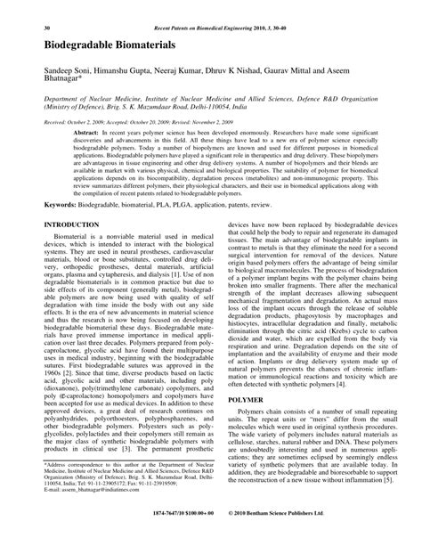 Pdf Biodegradable Biomaterials
