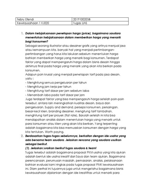 Febry Efendi 20191002038 Uas Kewirausahaan Pdf Bisnis