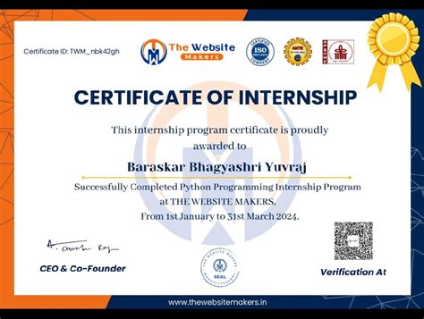 Bhagyashri Baraskar On Linkedin Python Internship Thewebsitemakers