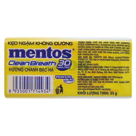 Mentos Lemon Mint Lozenges Candy 35g Hong Phat Co Ltd