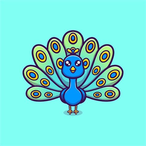 Premium Vector Cute Peacock Vector Icon Illustration
