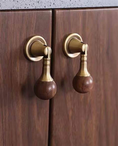 Walnut Solid Brass Drop Drawer Pulls Pendant Cabinet Knobs Traditional