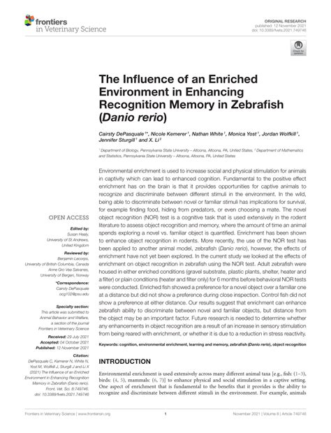 Pdf The Influence Of An Enriched Environment In Enhancing Recognition