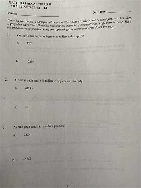 Solved MATH PRECALCULUS II LAB PRACTICE Name Chegg
