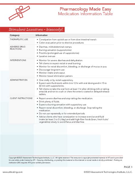 Ati Pme Mit Stimulant Laxatives Medication Info And Guidelines Studocu