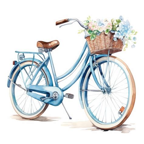 Premium Ai Image Vintage Bicycle Watercolor Illustration With Flowers