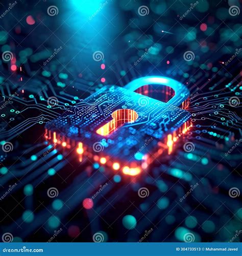 Cybersecurity Concept Digital Lock And Key On An Abstract Background Stock Illustration