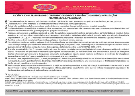Pdf A PolÍtica Social Brasileira Sob O Capitalismo Dependente E