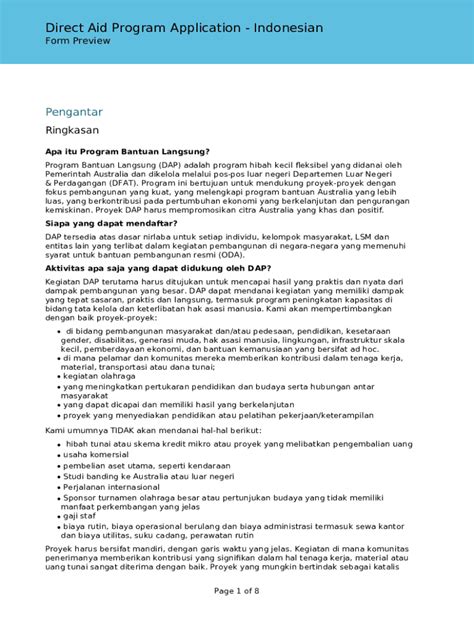Fillable Online Direct Aid Program Application Indonesian Fax Email