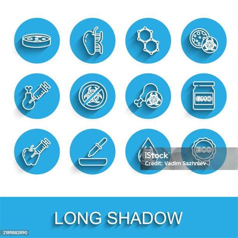 세트 라인 유전자 변형 사과 피펫 박테리아가 있는 페트리 접시 Gmo 친환경 건강 식품 라벨 중지 및 Gmo 연구 치킨 아이콘 벡터 0명에 대한 스톡 벡터 아트 및 기타