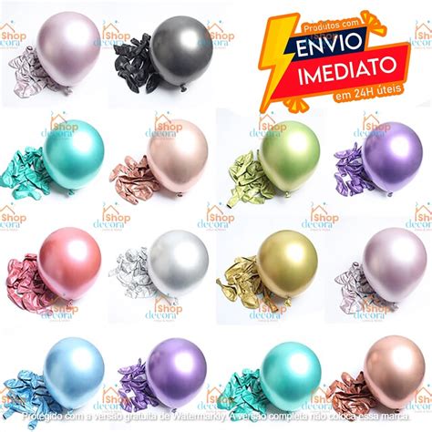 Balão Bexiga Latex Cromado 5 Polegadas 25 Unidades Shopee Brasil