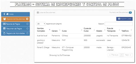 código de php sistema de inscripción con control de pagos en php con