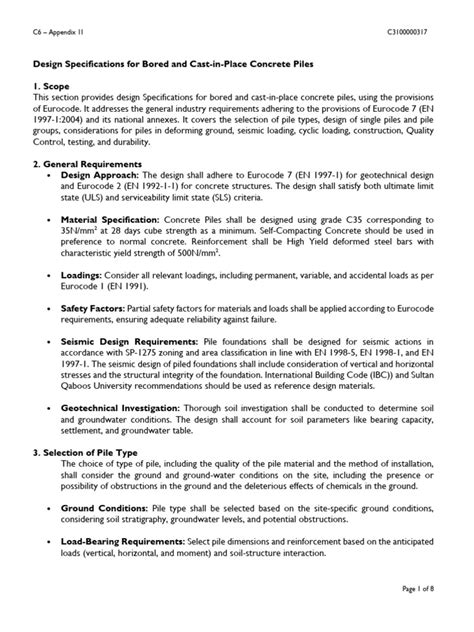Appendix Ii Pile Foundation Specifications Pdf Deep Foundation