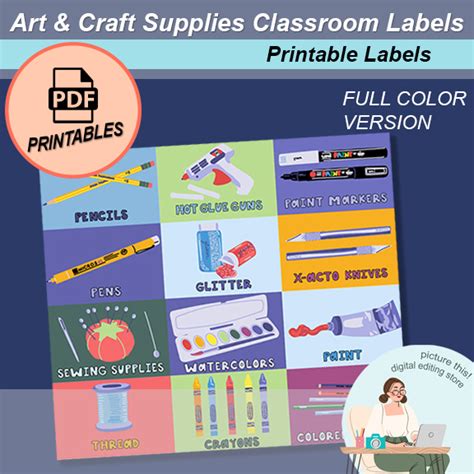 Art Supply Labels For Organizing Classroom Crafts Bins Label Printable