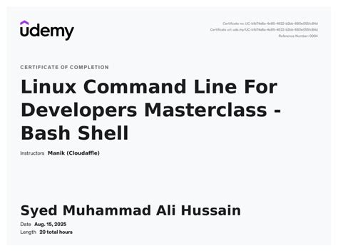 I Am Pleased To Share That I Have Successfully Completed The Linux Command Line For Developers