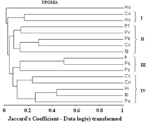 Upgma Dendrogram Shows Four Main Clustering Groups And One
