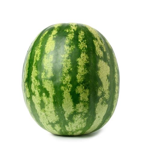 Premium Photo Whole Ripe Round Striped Watermelon Isolated On White