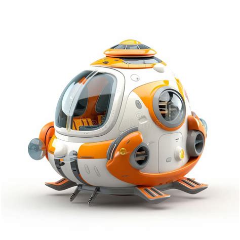 Colorful Toy Spacecraft On White Isolated Background Image Stock