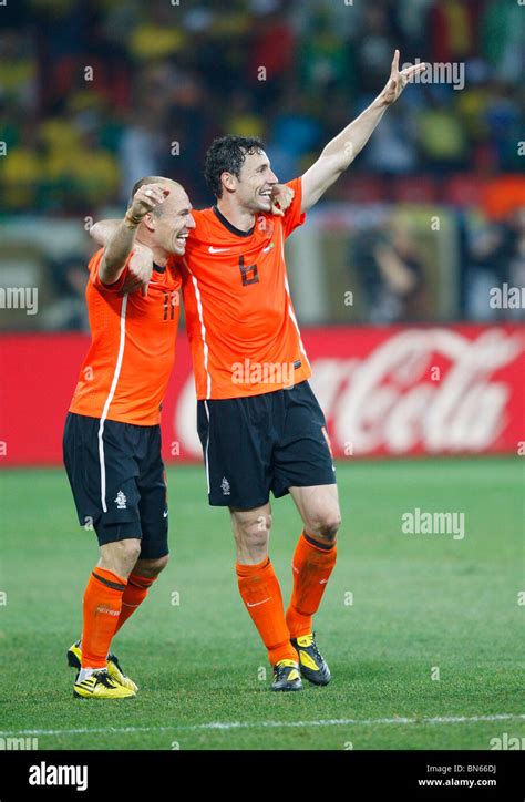 Arjen Robben And Mark Van Bommel Brazil V Netherlands Nelson Mandela Bay Stadium Port Elizabeth