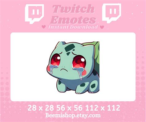 Bulbasaur Crying Sad Tears Upset Twitch Discord Emote Cute Kawaii Adorable Discord Youtube