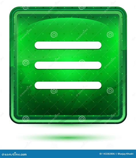 Hamburger Menu Bar Icon Neon Light Green Square Button Stock Illustration Illustration Of