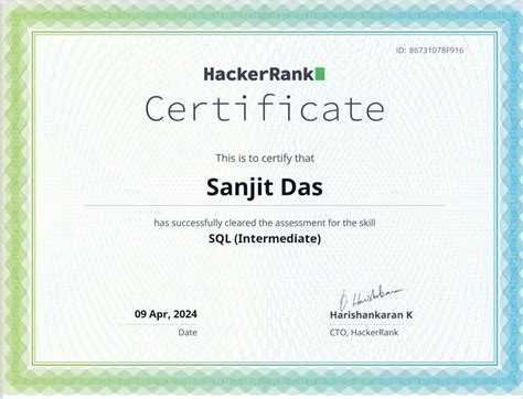 sanjit das on linkedin sql certification dataanalysis hackerrank