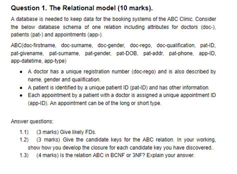 solved question 1 the relational model 10 marks a