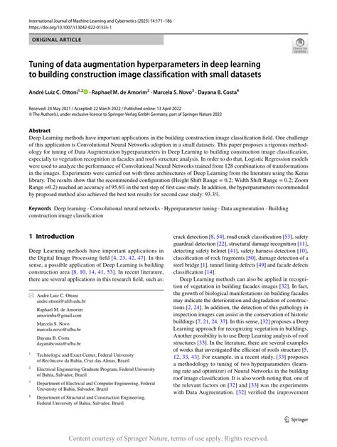 Tuning Of Data Augmentation Hyperparameters In Deep Learning To Building Construction Image