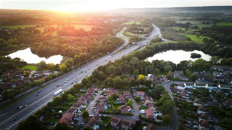 Urban Connectivity Aerial Shot Of Expressway And Bridge Stock Footage