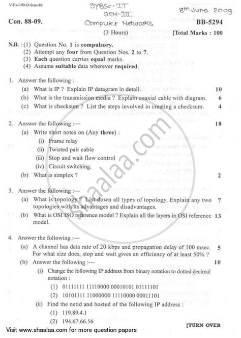 Computer Networks 2008 2009 Bsc It Information Technology Idol