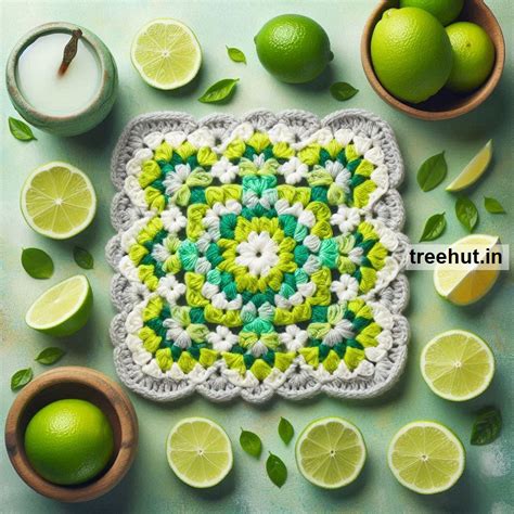 Lime Granny Square Crochet Coaster Ideas