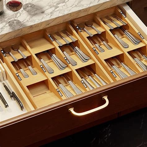 Spaceaid Bamboo Silverware Drawer Organizer With Labels Wayfair