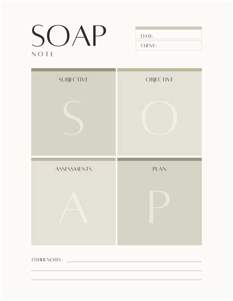 Soap Note Template Beige Etsy