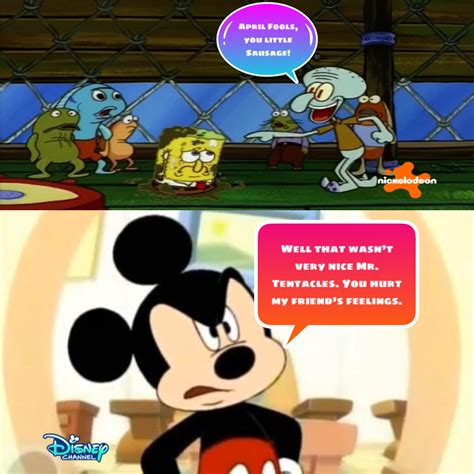 Mickey Dislikes Squidward Pranks Spongebob By Zamora30 On Deviantart
