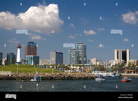 Boats In Rainbow Harbor At Long Beach California USA Stock Photo Alamy