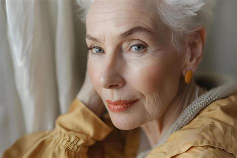 ai generated timeless beauty senior woman radiates grace in peach fuzz