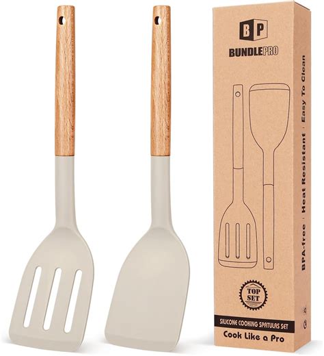 Pack Of 2 Silicone Cooking Spatula Heat Resistant Solid Turner Non