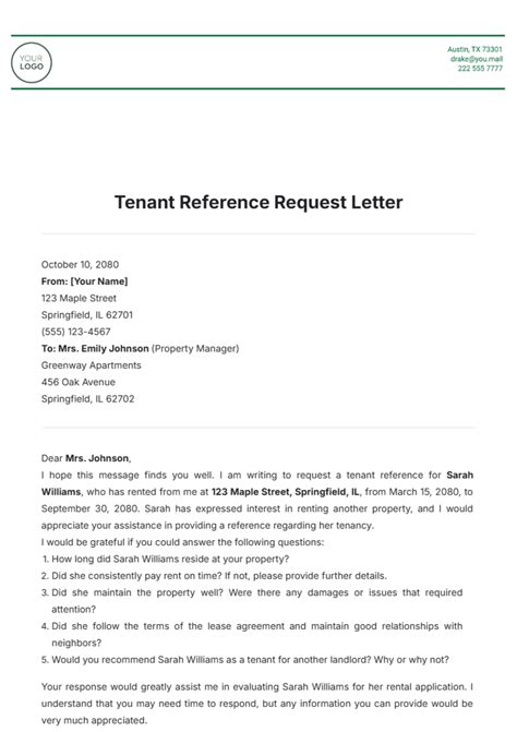 Free Tenant Reference Request Letter Template To Edit Online
