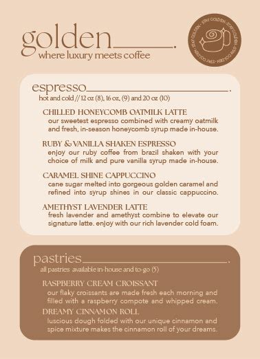 Golden Coffee Shop Menu Behance