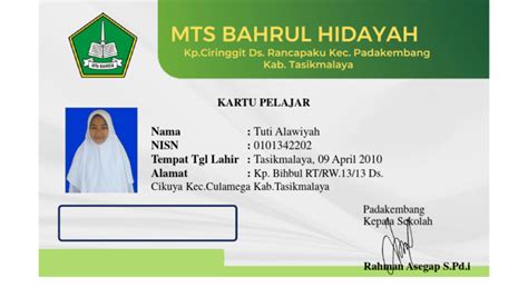 Kartu Pelajar Tuti Alawiayah Mts Bahrul Hidayah Pdf